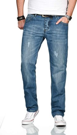 Alessandro Salvarini Herren Jeans Comfort Fit gerades Bein Komfort-Jeans Denim Jeanshose [AS-213-Hellblau-W38-L34]