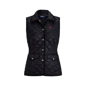Polo Ralph Lauren Gesteppte &auml;rmellose Weste mit Cordbesatz - - Jackets - Damen - Schwarzk - XS