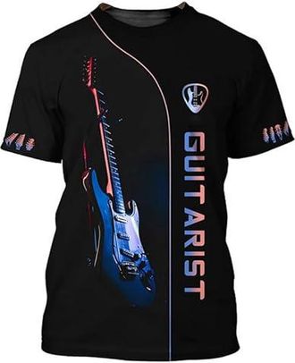 Keephen T-Shirt &agrave; Manches Courtes d&eacute;contract&eacute; pour Hommes et Femmes imprim&eacute; 3D sur Le th&egrave;me des Musiciens Motif Guitare Basse &eacute;lectrique