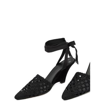 Jacquemus Woven Pointed-Toe Wedge Boot - Black