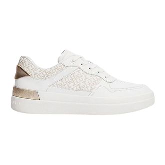 Tommy Hilfiger Femme, Chaussures, Blanc, Taille: 39 EU Monogramme Baskets Basses en Cuir