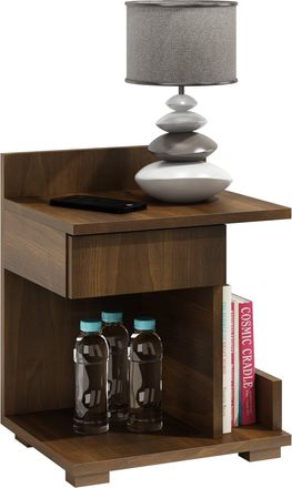 C&A Nachtschrank Nachtkosole Nachttisch Nachtschr&auml;nkchen Beistelltisch V85 (Links, Nussbaum)