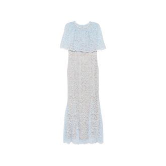 Self Portrait Femme, Robes, Bleu, Taille: 36 FR Robe Midi en Dentelle avec Cape