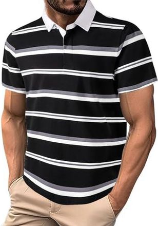 Generic T-shirt ray&eacute; pour homme 2026 - Style d&eacute;contract&eacute; - &Agrave; manches courtes - Pour entra&icirc;nement int&eacute;rieur et ext&eacute;rieur, Noir, 3XL