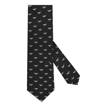Emporio Armani Seidenkrawatte mit Logo-Muster und Diagonalstruktur in