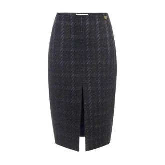 Elisabetta Franchi Jupe Midi Tweed &agrave; Fente Avant - Femme - Jupes - Noir - Taille: 40 FR