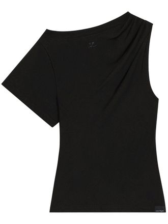 Courrèges t-shirt asymétrique à design drapé - Noir