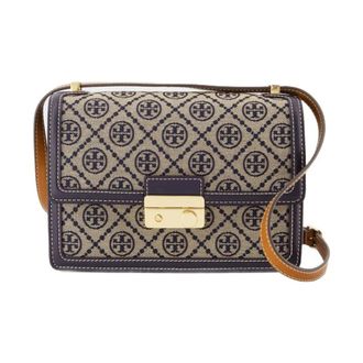Tory Burch Femme, Sacs, Bleu, Taille: ONE Size Logo Jacquard Convertible Shoulder Bag