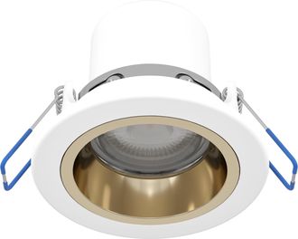 Eglo Einbaustrahler Yebra, &Oslash; 8,7 cm, Deckenspot Badezimmer dimmbar, Bad Deckenstrahler aus Kunststoff in Wei&szlig;, dekorativer Ring in Silber/Gold, warmwei&szlig; - 