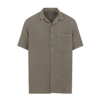Canali Homme, Chemises, Brun, Taille: XL Chemise en lin coupe carr&eacute;e teinte en pi&egrave;ce