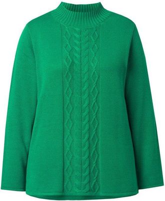 Ulla Popken Strickpullover Pullover Zopfmuster Stehkragen Langarm