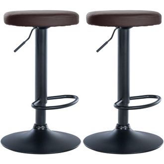 Clp Lot de 2 tabourets de bar Ponte en similicuir Marron M&eacute;tal noir mat