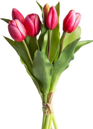 Botanic-Haus k&uuml;nstliches Tulpenb&uuml;ndel/k&uuml;nstlicher Tulpenbund Sandy mit 4 Tulpen und 3 Tulpenknospen Farbe: Beauty real Touch