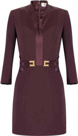 Elisabetta Franchi Kleid aus doppellagigem Stretch-Cr&ecirc;pe-Material mit elastischen Tr&auml;gern - - Dresses - Damen - Braun - M