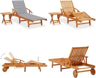 vidaXL Vidaxl - Sonnenliege mit Tisch und Auflage Akazie Massivholz - Sonnenliege - Gartenm&ouml;bel - Holz-Sonnenliege - Liege - Outdoor M&ouml;bel - Home & Living