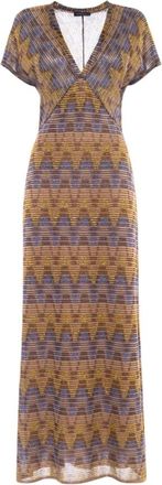 Nenette Femme, Robes, Multicolore, Taille: 42 FR Robe Maxi en Tricot Ray&eacute; &agrave; Fines Bretelles