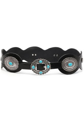 Fortela ceinture en cuir &agrave; d&eacute;tails grav&eacute;s - Noir