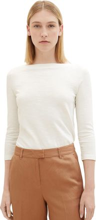 Tom Tailor Damen Basic T-Shirt mit 3/4-Arm, 10315 - Whisper White, XXXL
