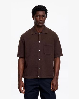 Arket Boucl&eacute;-Poloshirt -Braun