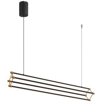 Globo Lighting Pendellampe H&auml;ngelampe Esstischleuchte Stab Design schwarz gold led h 150 cm