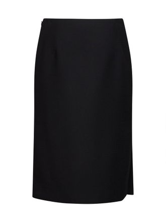 Fendi Womens Pencil Skirt Black Wool And Silk Cotton