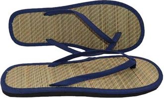 Generic LOIJMK Tongs en rotin pour femmes Maison Japonaise &agrave; porter en ext&eacute;rieur Sandales Drag Fond plat Drag Chaussures confortables Femmes Bleu, bleu fonc&eacute;,