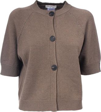 Le Tricot Perugia Femme, Pulls, Brun, Taille: 38 FR Short Cardigan