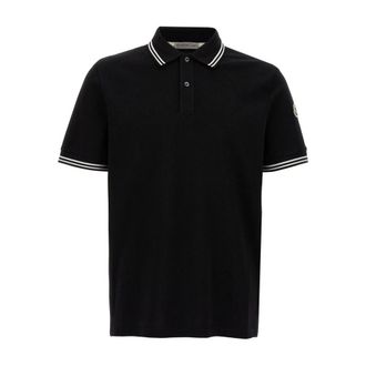 Moncler Schwarzes Polo-Shirt Kurzarm - - Tops - Herren - Schwarzk - S