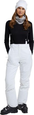Mountain Warehouse Moon schmalgeschnittene Damen-Skihose - Wasserabweisende Hose aus Rip-Stop-Material mit abnehmbaren Hosentr&auml;gern und Kn&ouml;chelrei&szlig;verschl&uuml;ssen Weiss Dam