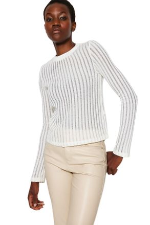 Trendyol Trendyol Womens Damen Gerade Lange Ärmel Regulär Die Bluse Blouse, Ecru, X-Large