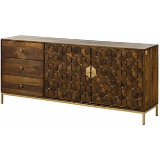 Massivmoebel24 Sideboard Mango 180x40x77 braun ge&ouml;lt DIAMOND 210