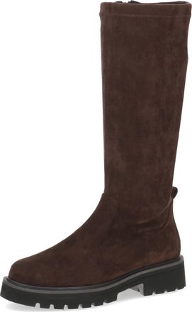 Caprice Damen Hohe Stiefel ohne Absatz Memotion bis zum Knie Flach Weite G, Braun (Dk Brn Stretch), 42 EU