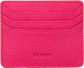 Grande Cosmetics 3633 Kartenetui aus echtem Leder f&uuml;r Damen und Herren, ultrad&uuml;nne, minimalistische Geldb&ouml;rse mit Rei&szlig;verschluss (Pink)