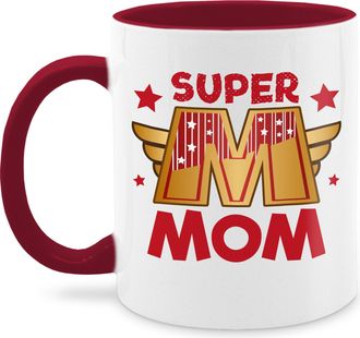 Shirtracer Tasse Tassen 325ml - Super Mom I Supermom Heldin Mama - 325 ml - Bordeauxrot - muttertagstasse mum supermama teetasse moms cup m&uuml;tter f&uuml;r fanmug gesch