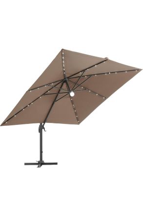 ambia GARDEN Ampelschirm, Anthrazit, Taupe, Textil, 300x300 cm, 360&deg; drehbar, LED-Beleuchtung, Sonnen- & Sichtschutz, Sonnenschirme, Ampelschirme