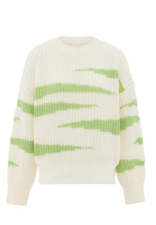 Mymo Pullover Damen WOLLWEISS LIMETTE