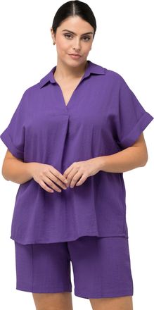 Ulla Popken Damen, große Größen, Bluse, Rücken-Knöpfe, Oversized, Zierfalte, Halbarm