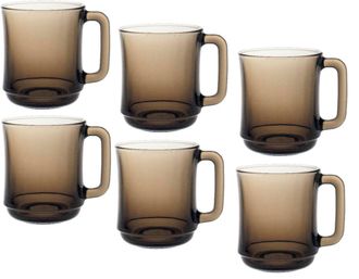 Generico Set mit 6 Gl&auml;sern aus geh&auml;rtetem Glas mit Henkel, 310 ml, elegant und robust, komplettes Set f&uuml;r Kaffee, Tee, hei&szlig;e oder kalte Getr&auml;nke, Set mit 6 Tas