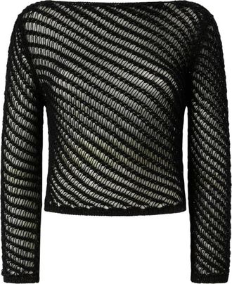 Pinko Pinko, Femme, Pulls, Noir, Taille: 40 FR Faglia ZL7 Open-knit Sweater