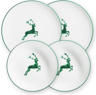 Gmundner Keramik Dinner for two Classic Geschirrset grüner Hirsch Geschirr, handgemacht in Österreich