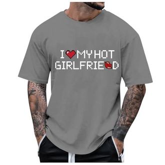 Generic T-shirt imprim&eacute; &agrave; manches courtes pour homme avec inscription &laquo; 2026 Valentines Day I Loved My Girlfriend &raquo;, gris fonc&eacute;, XXL
