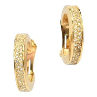 Dior Gold Plated Crystal Hoop Earrings 3cms