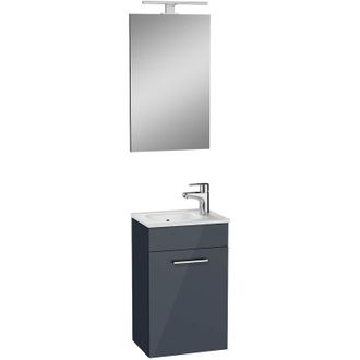 Vitra Mia ensemble meuble 39x61x28 cm avec miroir, lavabo et &eacute;clairage led, Anthracite brillant (MIASET40A)