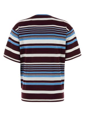 Prada Womens Embroidered Cotton T-Shirt Amaranto+azzurro Exterior