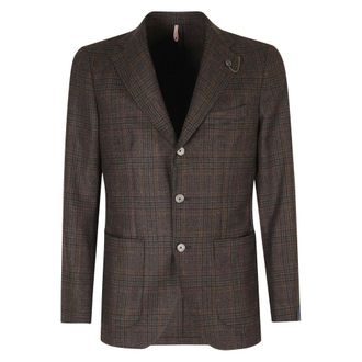 Santaniello Homme, Vestes, Brun, Taille: XL Blazer &agrave; un boutonnage simple &agrave; carreaux