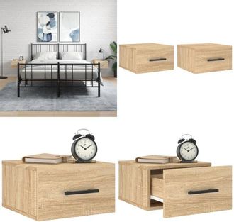 vidaXL Wand-Nachttische 2 Stk. Sonoma-Eiche 35x35x20 cm - Wandmontage - Holz Nachttisch