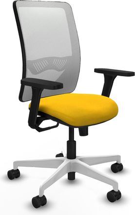 Piqueras y Crespo Atmungsaktiver Schreibtischstuhl Zulema mit 3D-Armen, h&ouml;henverstellbare Lendenwirbelst&uuml;tze, ausgestattet mit 3 Positionen und Schneidschaum, Wei&szlig;/Gelb