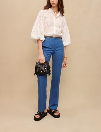 Maje Pantalon De Costume Droit Bleu - Taille 34 - Maje