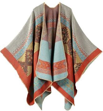 Generic Poncho Femme Hiver Chaud Chale Femme Hiver Chaud Cape Femme Effet enveloppant Poncho Grande Taille Confort Maison Et Ville Saison Froide