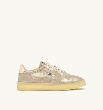 Autry SNEAKERS MEDALIST LOW AUS LEDER UND WILDLEDER LAMINIERT IN PLATIN UND ELFENBEIN